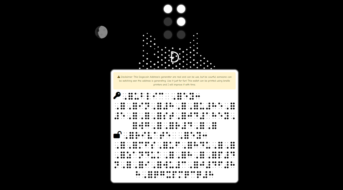 GitHub - qlpqlp/DogeBraille: Doge Brille - Dogecoin Wallets for the Blind Shibes